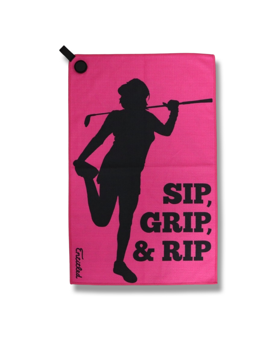 SIP, GRIP, & RIP GOLF TOWEL WITH MAGNET – Entitled Housewife